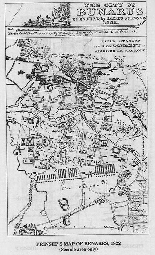 Cantonment Benares (Detail from Prinsep Map) | sreenivasarao's blogs
